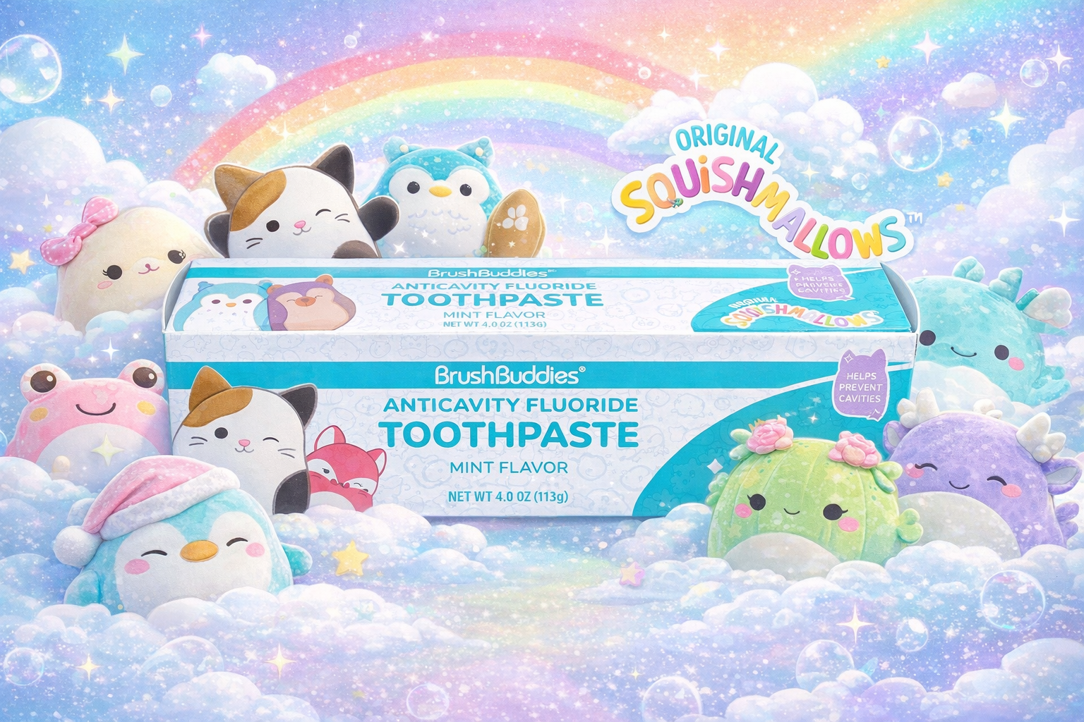 Squishy Character Kids Toothpaste – Mint Flavor Anticavity Fluoride To ...